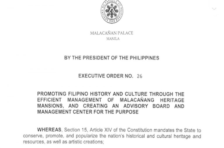PBBM, naglabas ng EO para sa promotion at pangangalaga ng Malacañang Heritage Mansions