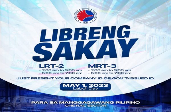 Libreng sakay sa LRT-2, at MRT-3 para sa mga manggagawa ngayong Labor Day —DOTr