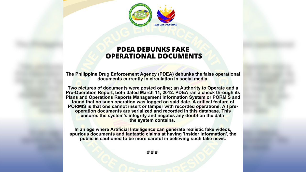 Kumakalat na pre-operation report document na target ang isang ...