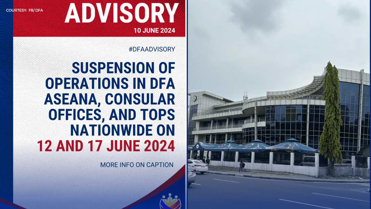 Operasyon ng Consular Offices, at Temporary Off-Site Passport Services, suspendido simula bukas