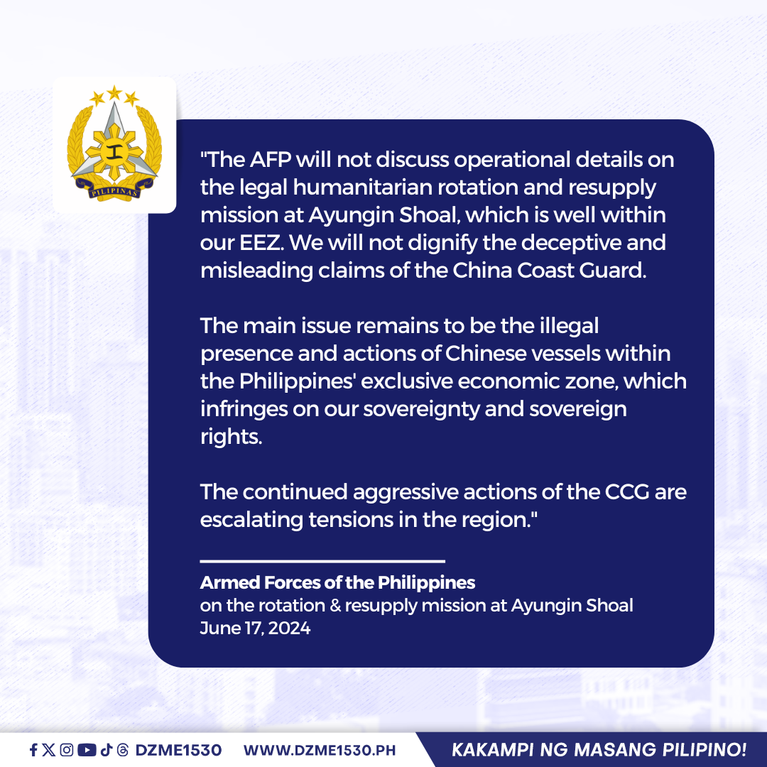 Paratang ng China sa insidente sa Ayungin Shoal, ‘deceptive at misleading’ ayon sa AFP