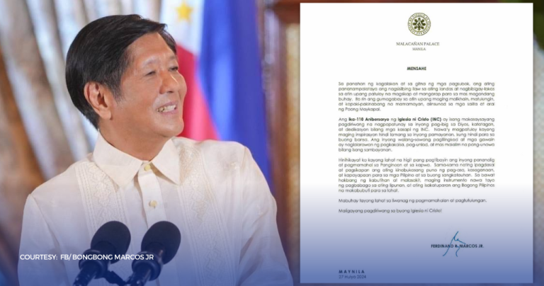 PBBM, hinikayat ang INC na makiisa sa pagsasakatuparan ng Bagong Pilipinas