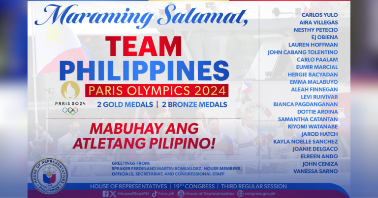3 resolusyon, pinagtibay ng HRep para sa mga atletang sumabak sa 2024 Paris Olympics
